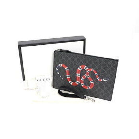 Gucci | Bags | Gucci King Snake Gg Pouch Supreme Clutch Bag Black ...